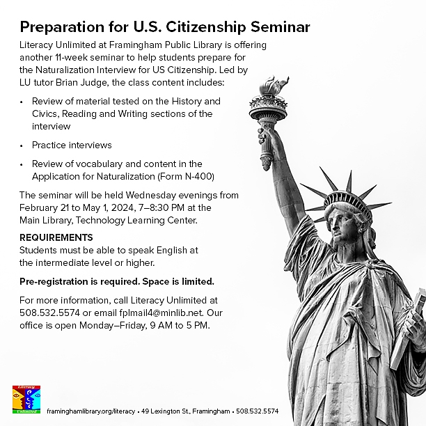 Citizenship Classes | For Students | Literacy Unlimited | Framingham ...